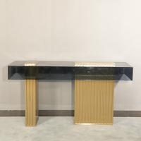 China Stainless Steel Console Table 160x40x85cm Brushed Gold Acrylic Top Metal Legs Living Room for sale