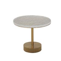 China Brushed Gold Stainless Steel Round End Table with Acrylic Top 500mm Diameter for sale