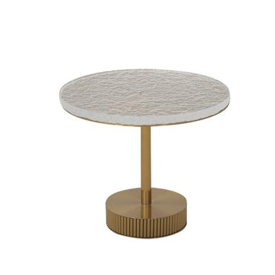 China Brushed Gold Stainless Steel Round End Table with Acrylic Top 500mm Diameter for sale