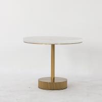 China Brushed Gold Stainless Steel Round End Table with Acrylic Top 500mm Diameter for sale
