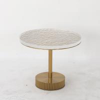 China Brushed Gold Stainless Steel Round End Table with Acrylic Top 500mm Diameter for sale