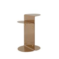 China Stainless Steel Round Side Table 300mm Diameter Bright Gold Shiny Black Metal Base for sale