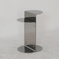 China Stainless Steel Round Side Table 300mm Diameter Bright Gold Shiny Black Metal Base for sale