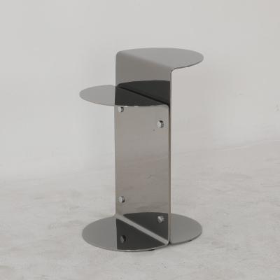 China Stainless Steel Round Side Table 300mm Diameter Bright Gold Shiny Black Metal Base for sale