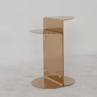 China Stainless Steel Round Side Table 300mm Diameter Bright Gold Shiny Black Metal Base for sale