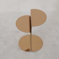 China Stainless Steel Round Side Table 300mm Diameter Bright Gold Shiny Black Metal Base for sale