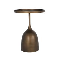 China Round Stainless Steel End Table 500mm Diameter Antique Bronze Base Living Room for sale