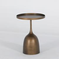 China Round Stainless Steel End Table 500mm Diameter Antique Bronze Base Living Room for sale