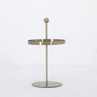China Round Stainless Steel Side Table 500mm Diameter Matte Champagne Gold Base for sale