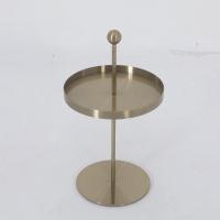 China Round Stainless Steel Side Table 500mm Diameter Matte Champagne Gold Base for sale