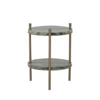 China Round Stainless Steel Side Table 500mm Matt Gold Natural Marble Top Living Room for sale