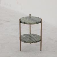 China Round Stainless Steel Side Table 500mm Matt Gold Natural Marble Top Living Room for sale
