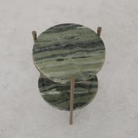 China Round Stainless Steel Side Table 500mm Matt Gold Natural Marble Top Living Room for sale