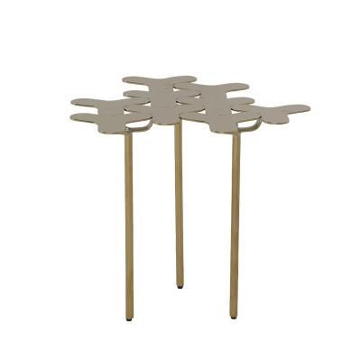 China Stainless Steel Champagne Gold Side Table 550mm Dia Mirror Finish All Metal End Table for sale