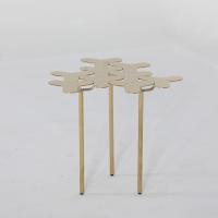 China Stainless Steel Champagne Gold Side Table 550mm Dia Mirror Finish All Metal End Table for sale