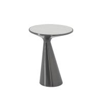 China Stainless Steel Side Table with Natural Marble Top 500mm Dia Matt Black Finish for sale