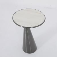 China Stainless Steel Side Table with Natural Marble Top 500mm Dia Matt Black Finish for sale