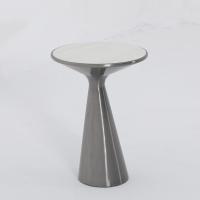 China Stainless Steel Side Table with Natural Marble Top 500mm Dia Matt Black Finish for sale