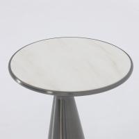 China Stainless Steel Side Table with Natural Marble Top 500mm Dia Matt Black Finish for sale