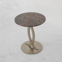 China Brown Marble Metal Side Table Matt Bronze Marble Top Side Table for sale