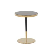 China Small Stainless Steel End Table Side Table 400mm Gold Glass Top Metal Leg for sale