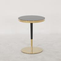 China Small Stainless Steel End Table Side Table 400mm Gold Glass Top Metal Leg for sale