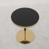 China Small Stainless Steel End Table Side Table 400mm Gold Glass Top Metal Leg for sale