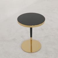 China Small Stainless Steel End Table Side Table 400mm Gold Glass Top Metal Leg for sale