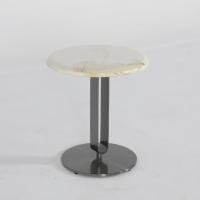 China Stainless Steel End Table with Natural Marble Top 500mm Brushed Gold for sale