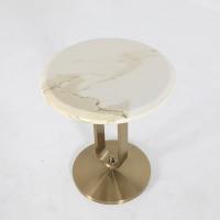 China Stainless Steel End Table with Natural Marble Top 500mm Brushed Gold for sale