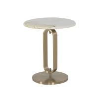 China Stainless Steel End Table with Natural Marble Top 500mm Brushed Gold for sale