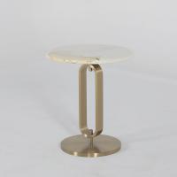 China Stainless Steel End Table with Natural Marble Top 500mm Brushed Gold for sale