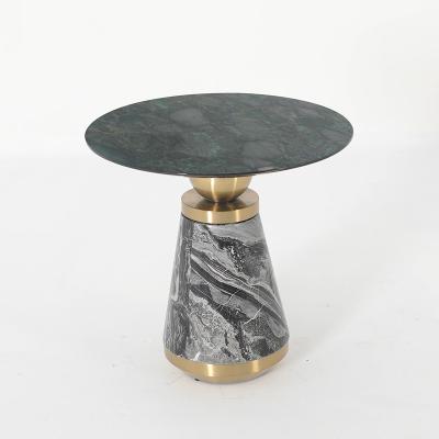 China Round Stainless Steel End Table 500mm Brushed Gold Ebony Veneer Top for sale