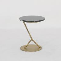China Round Stainless Steel End Table Antique Bronze 450mm Dia 550mm Height Marble Top for sale
