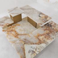 China Stainless Steel Central Coffee Table 1350x1100x450mm Brushed Gold Marble Top for sale