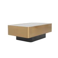 China Stainless Steel Square Coffee Table 1400x700x450mm Brushed Gold Natural Marble Top for sale