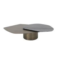 China Stainless Steel Rotatable Coffee Table 1400x700x450mm Antique Bronze Natural Marble Top for sale