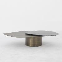 China Stainless Steel Rotatable Coffee Table 1400x700x450mm Antique Bronze Natural Marble Top for sale