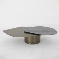 China Stainless Steel Rotatable Coffee Table 1400x700x450mm Antique Bronze Natural Marble Top for sale