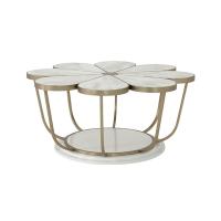 China Stainless Steel Round Coffee Table with Natural Marble Top Brushed Gold Finish 1000x460mm for sale