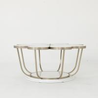 China Stainless Steel Round Coffee Table with Natural Marble Top Brushed Gold Finish 1000x460mm for sale