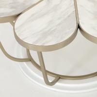 China Stainless Steel Round Coffee Table with Natural Marble Top Brushed Gold Finish 1000x460mm for sale