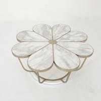 China Stainless Steel Round Coffee Table with Natural Marble Top Brushed Gold Finish 1000x460mm for sale