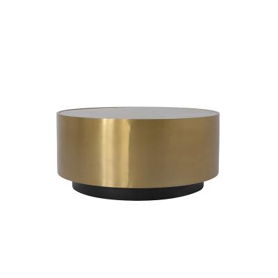 China Round Coffee Table 800mm Brushed Gold Stainless Steel Natural Marble Top for sale