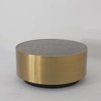 China Round Coffee Table 800mm Brushed Gold Stainless Steel Natural Marble Top for sale