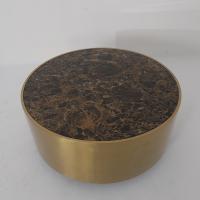 China Round Coffee Table 800mm Brushed Gold Stainless Steel Natural Marble Top for sale