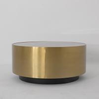 China Round Coffee Table 800mm Brushed Gold Stainless Steel Natural Marble Top for sale