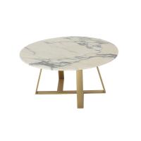 China Round Coffee Table Stainless Steel Brushed Gold Satin Finish Natural Marble Top Dia 1000mm for sale