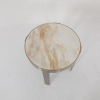 China Stainless Steel Round Side Table 500mm Diameter Brushed Gold Marble Top End Table for sale