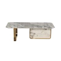 China Stainless Steel Rectangle Coffee Table 1500x700x420mm Brushed Gold Marble Top for sale